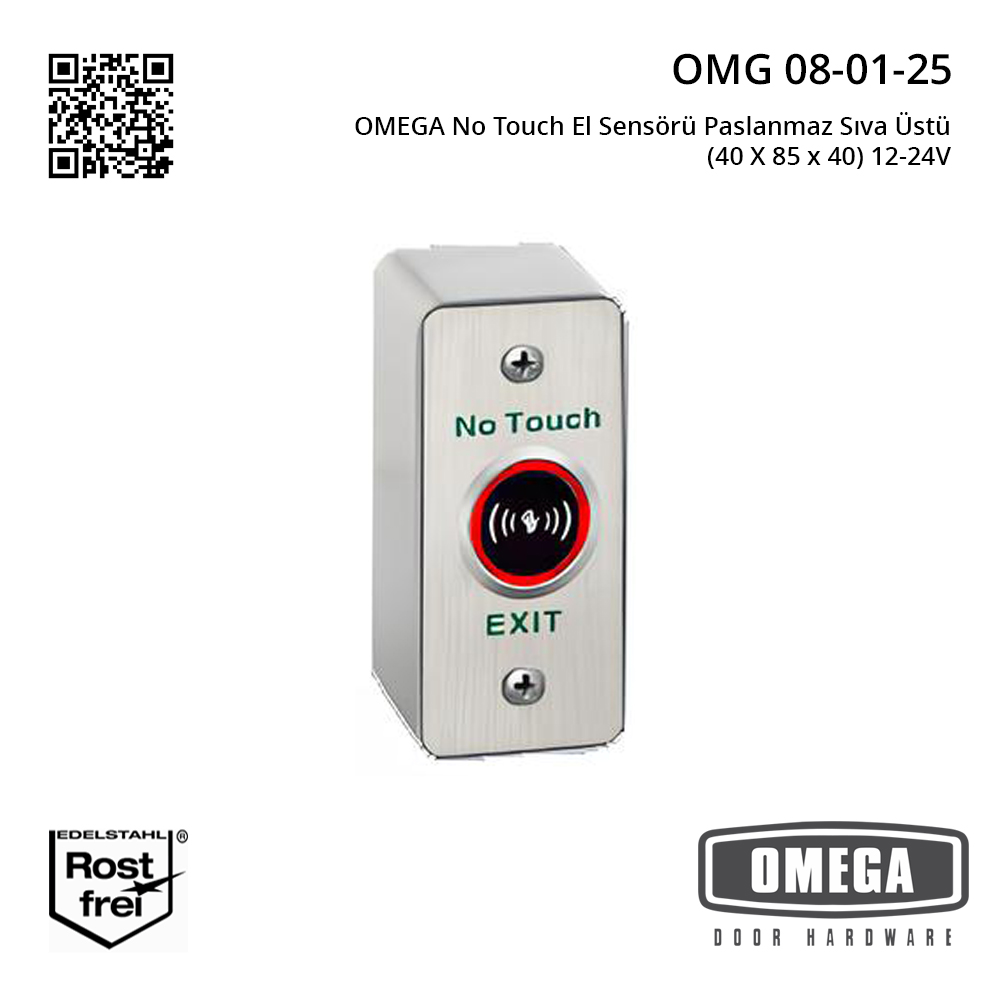 OMEGA No Touch El Sensörü Paslanmaz Sıva Üstü (40 X 85 x 40) 12-24V ...