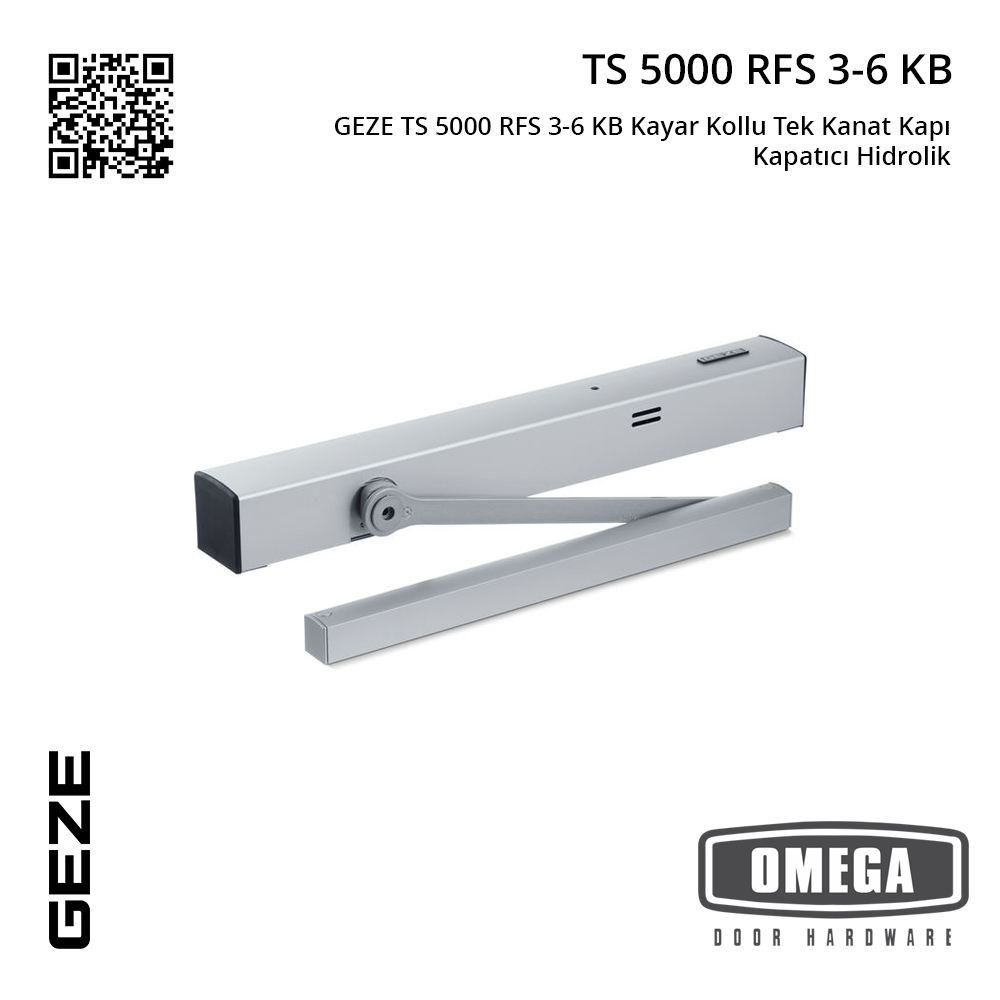 GEZE TS 5000 RFS 3-6 KB Kayar Kollu Tek Kanat Kapı Kapatıcı Hidrolik - Omega Door Hardware