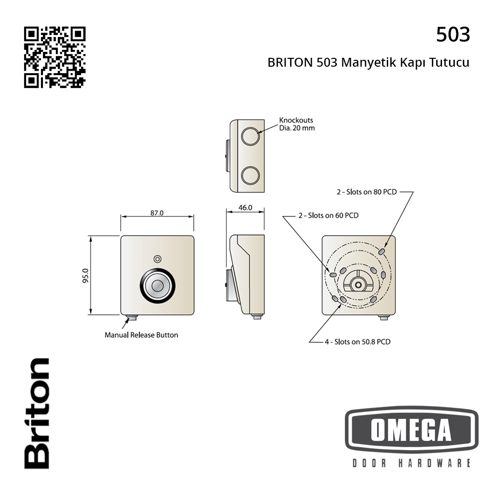 BRITON 503 Manyetik Kapı Tutucu - Omega Door Hardware
